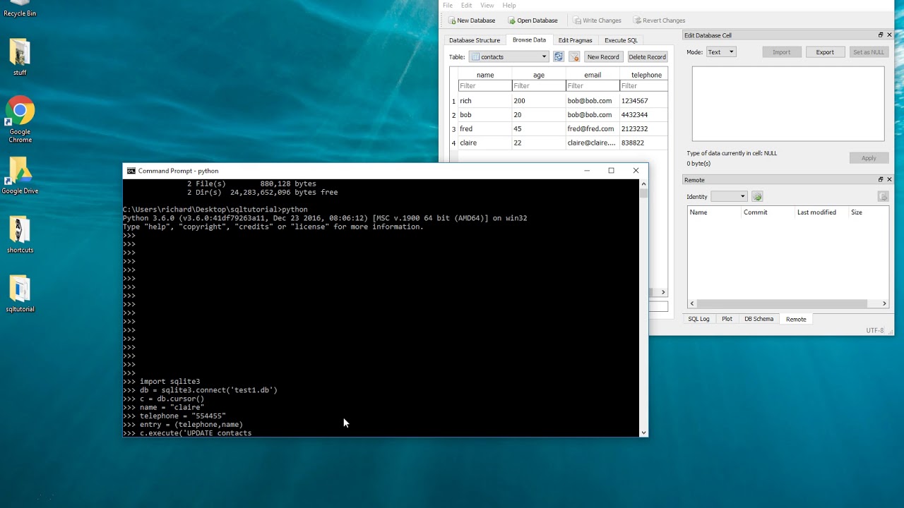 Python SQLite3 Tutorial 4 - UPDATE rows in tables