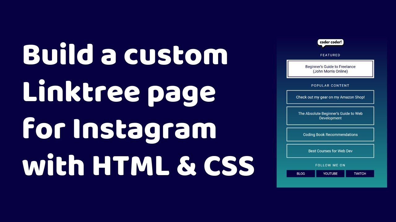 Build a custom Linktree page for Instagram with HTML & CSS