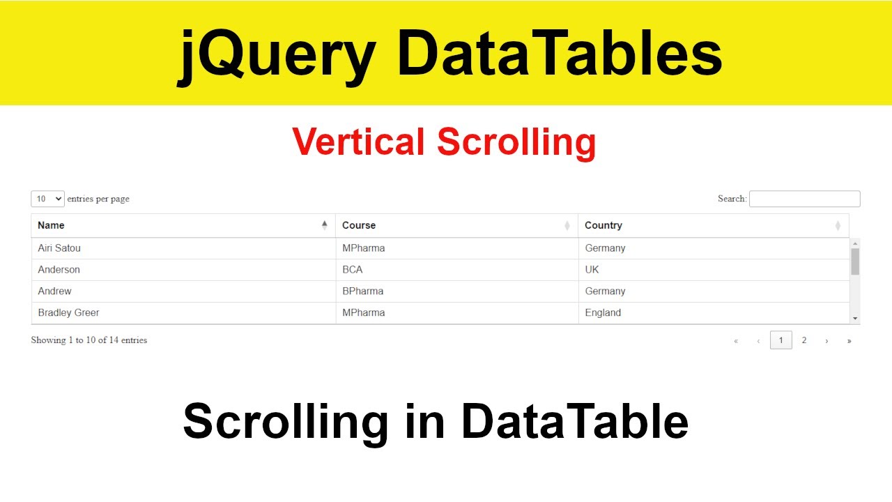 09 - How to use scrolling in DataTable with Source Code || Datatable scrolling example
