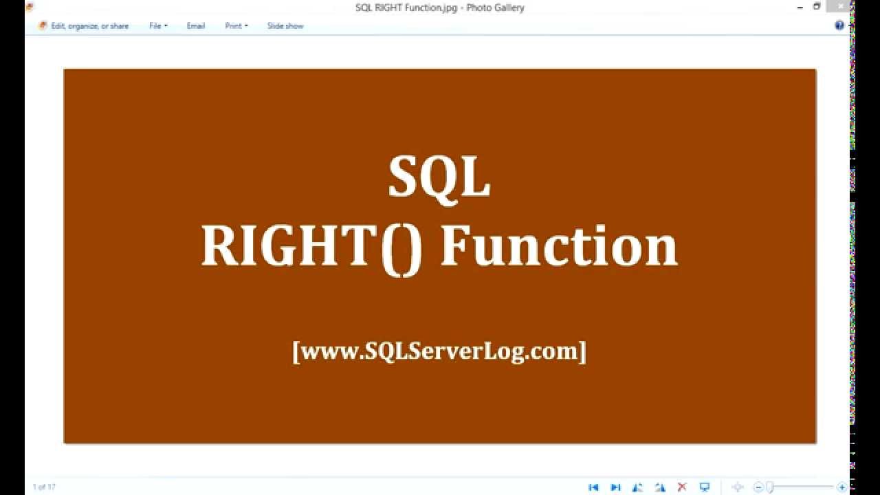 36 - SQL RIGHT() Function - Learn SQL from www.SQLServerLog.com [HD]