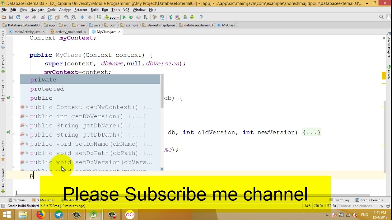 External SQLite Database Android Studio (create database, table, select) (part 1)
