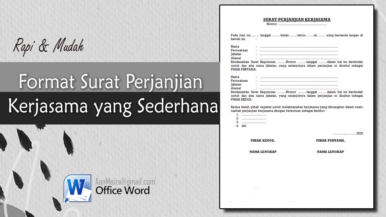 Format Surat Perjanjian Kerjasama yang Sederhana
