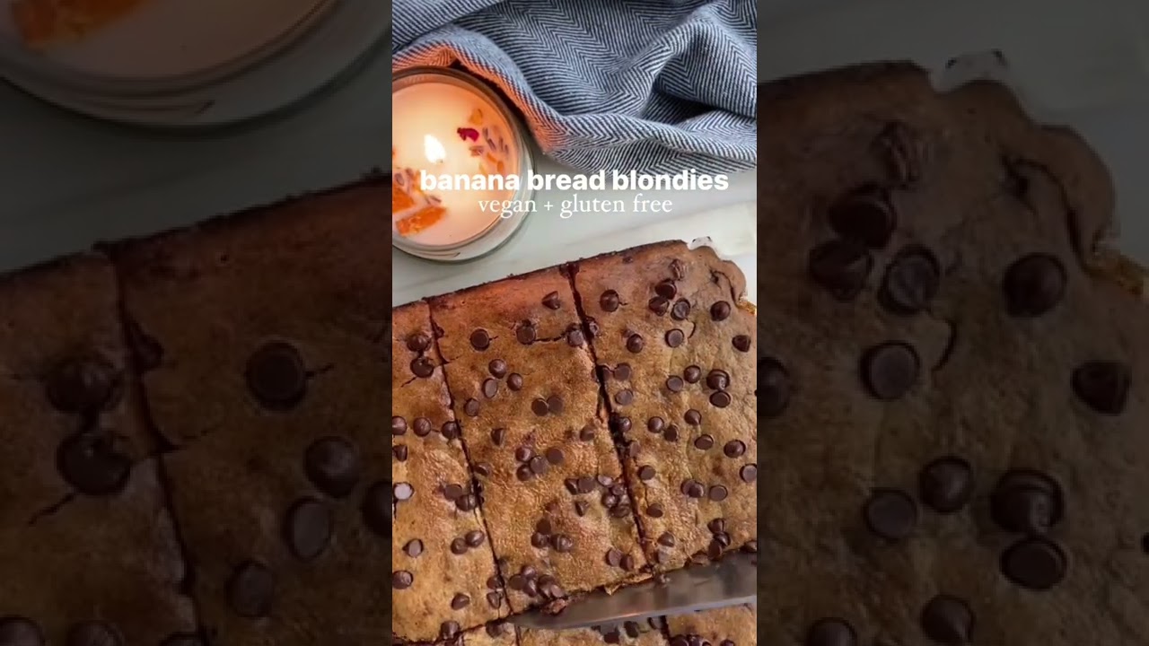 Banana Bread Blondies (vegan + gluten free)! #recipe #baking #cooking #healthy #dessert #easyrecipe