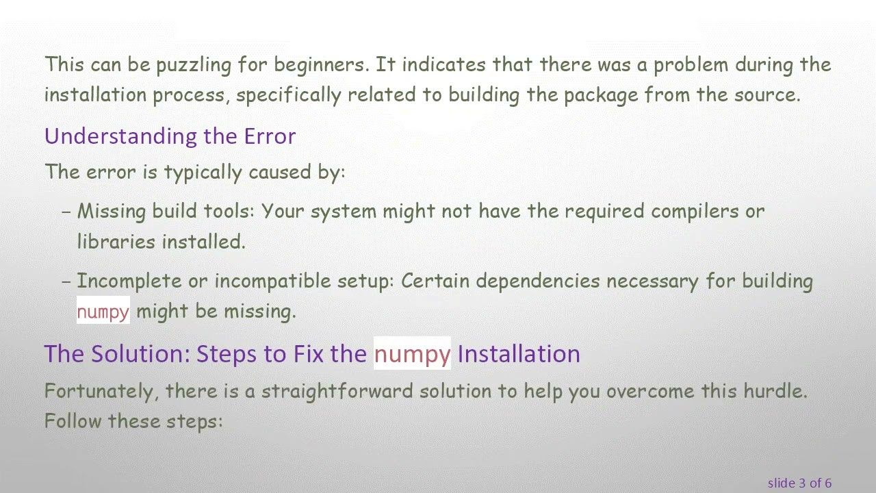 Troubleshooting numpy Installation Issues in Python