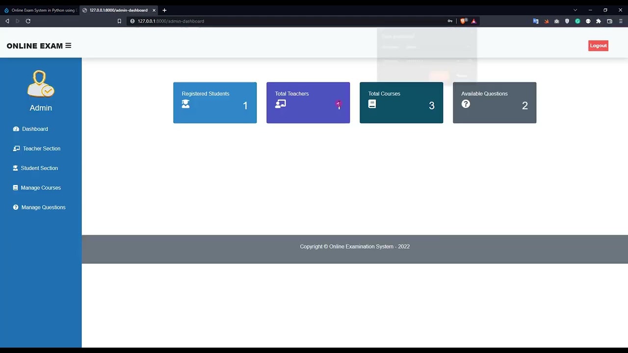 Online Exam System in Python using Django DEMO