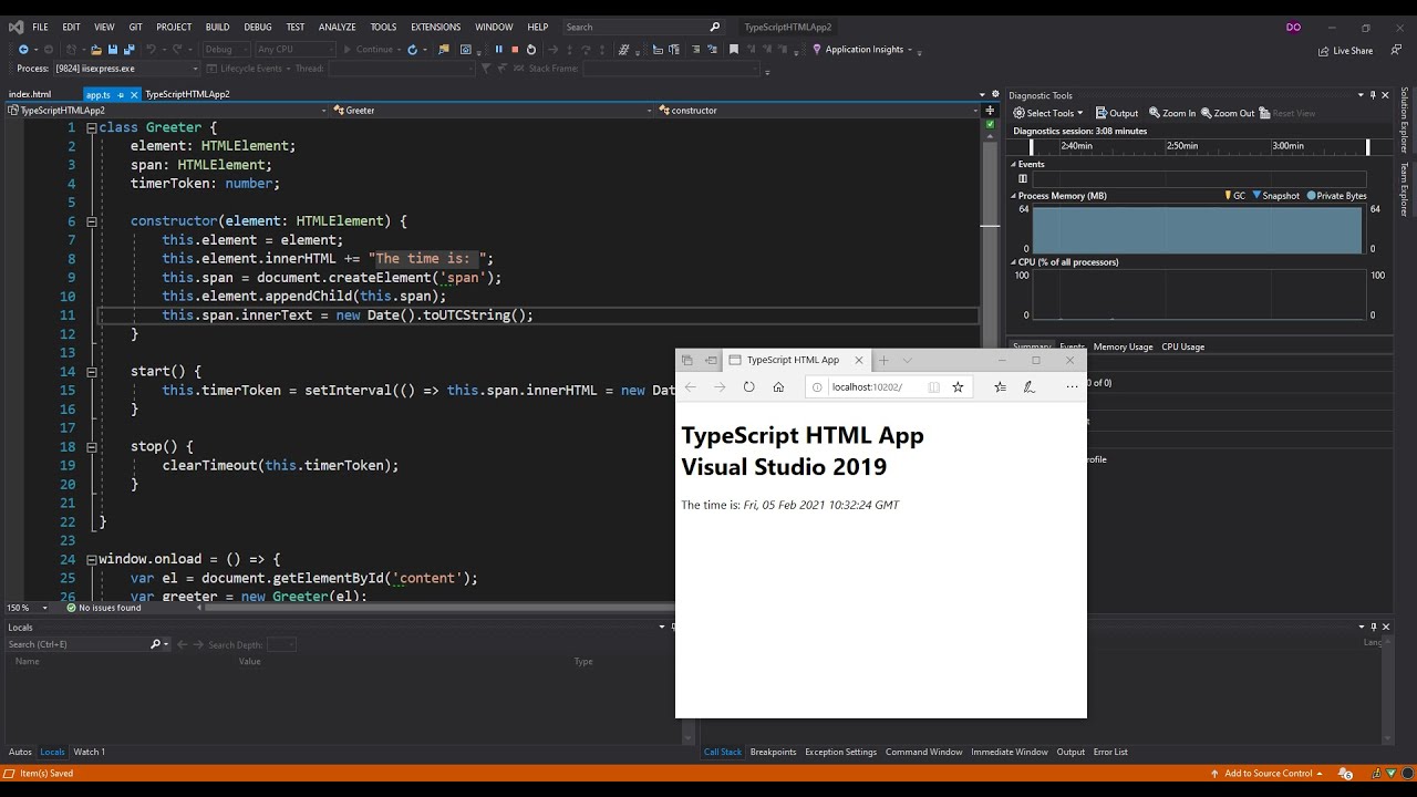 TypeScript HTML Application in Visual Studio 2019 | Getting Started