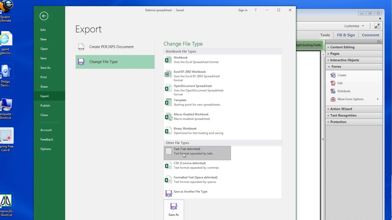 Export from Excel to Acrobat pdf form