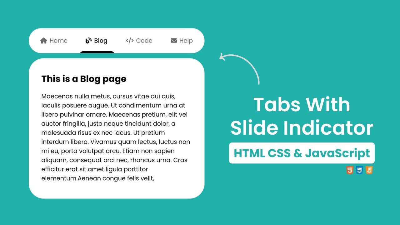 Tabs With Slide Indicator using HTML CSS & Javascript | Tabs With Slide Indicator using Javascript