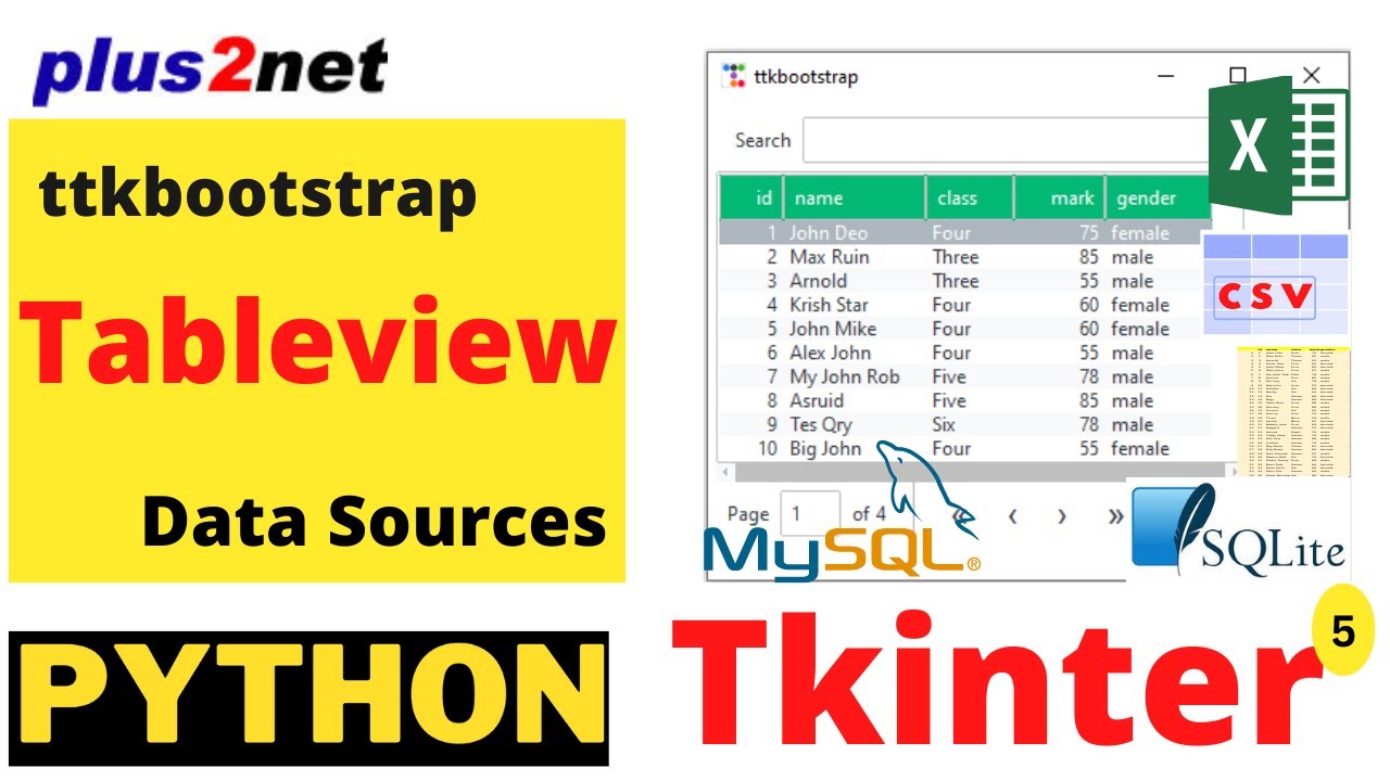Ttkbootstrap Tableview using MySQL SQLite CSV Excel and DataFrame as data sources #5