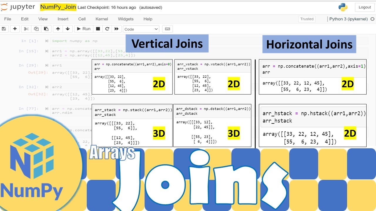 Python NumPy|Joining Numpy Arrays Together | Python for Beginners | Learnerea