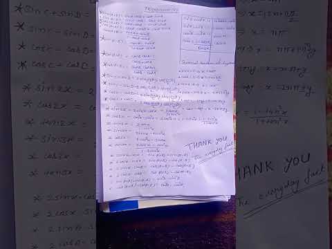 all trigonometry formula of 11th class #..