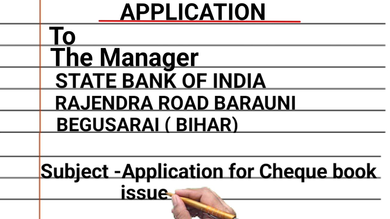 Write an application to chequebook Issue