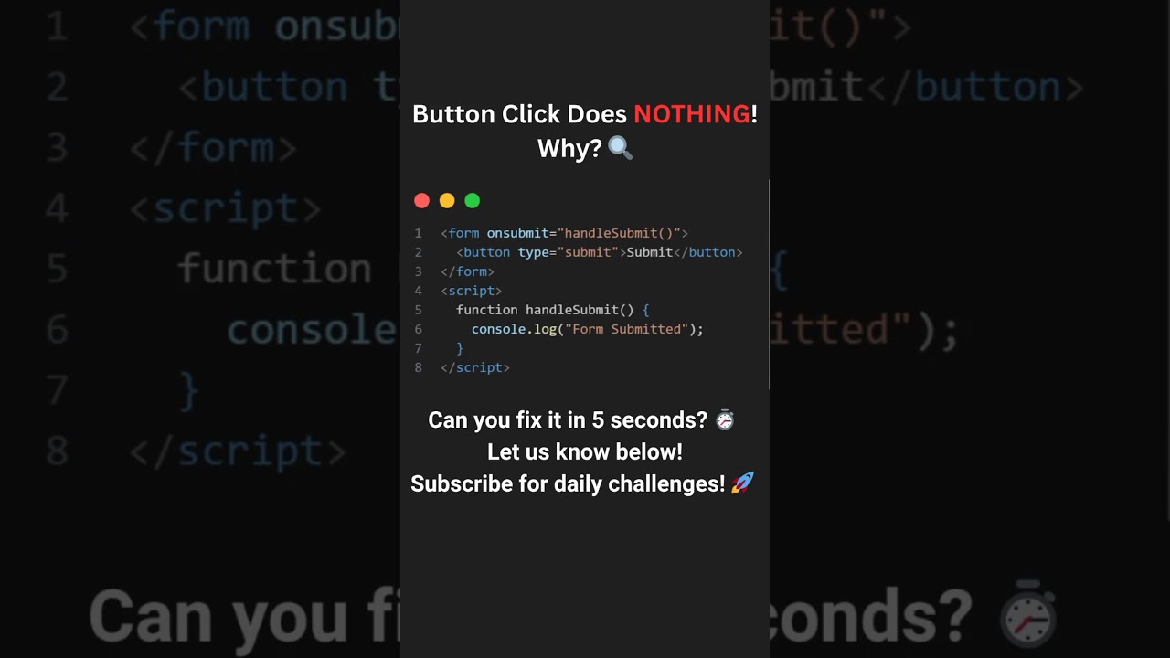 HTML Button Broken? Fix This Hidden Bug! 🚨 | #shorts #javascript #ytshorts