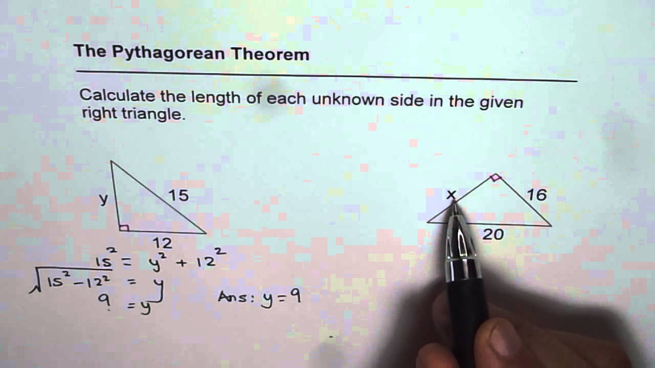 Solve Right Triangle Using Pythagoren Theorem