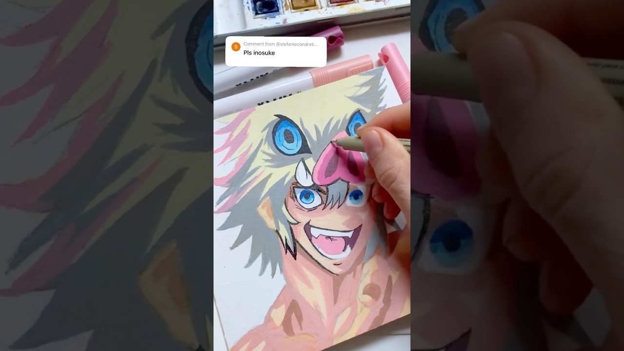 Inosuke Hashibira drawing ✍️🔥Demon Slayer #inosuke #anime #drawing #shorts