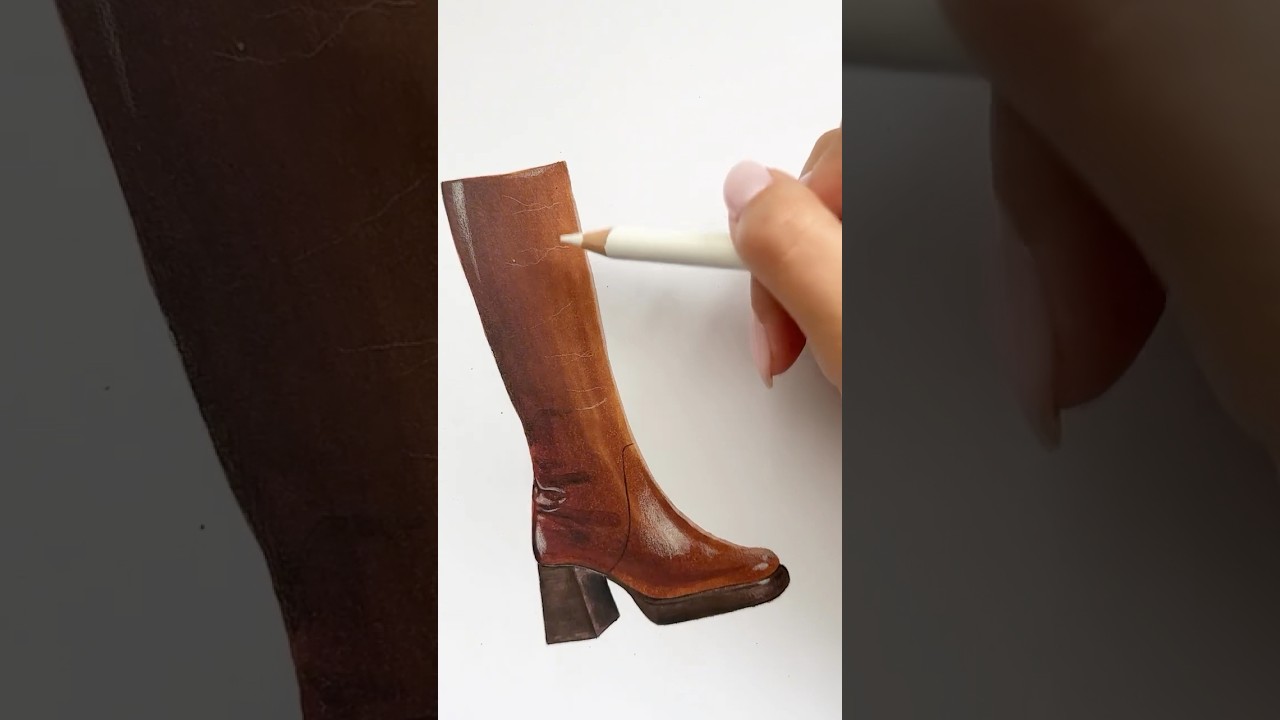 how to draw a leather boot | marker illustration #leather #alcoholmarkers