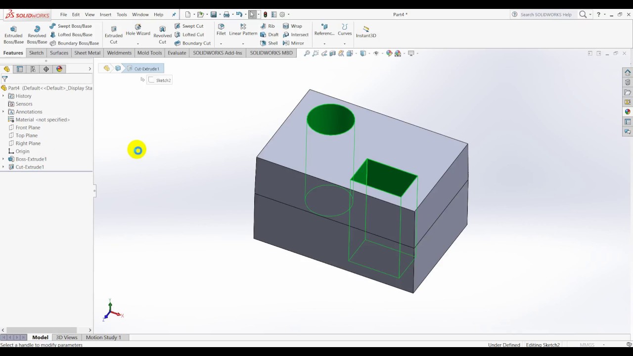 SolidWorks Tutorial 2 - Extruded Cut