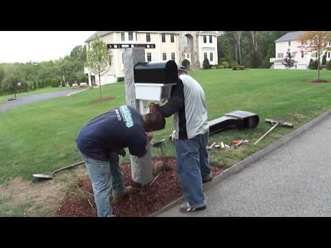Granite post and azek mailbox installation