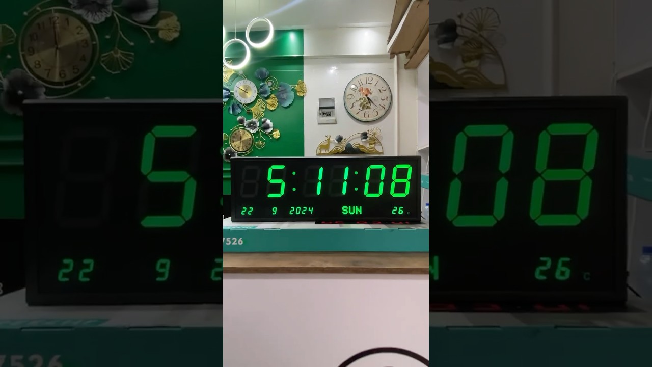Kenyas Extra Large Green LED Digital Clock video