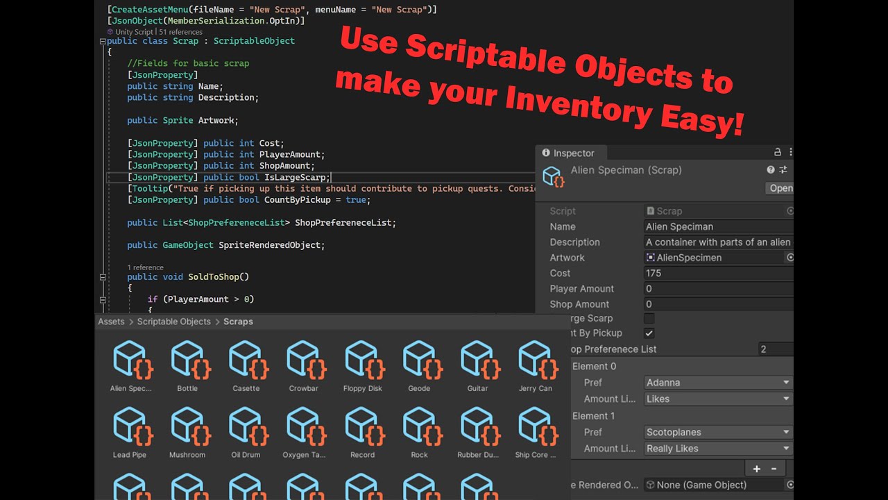 How to utilize Scriptable Objects for an Inventory System