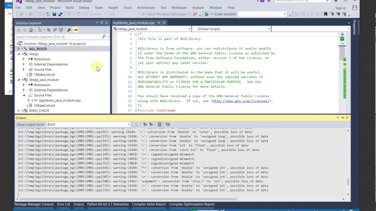 BGSLibrary: Compiling the Java wrapper on Windows
