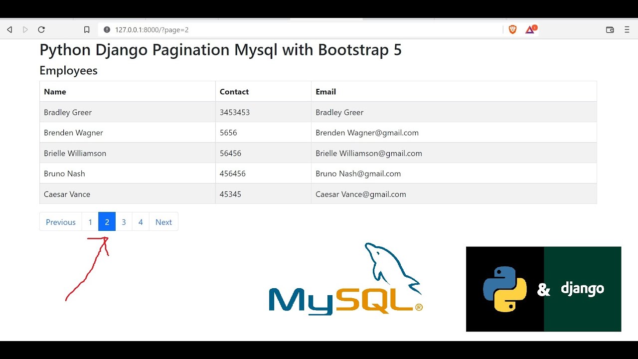 Python Django Pagination Mysql with Bootstrap 5