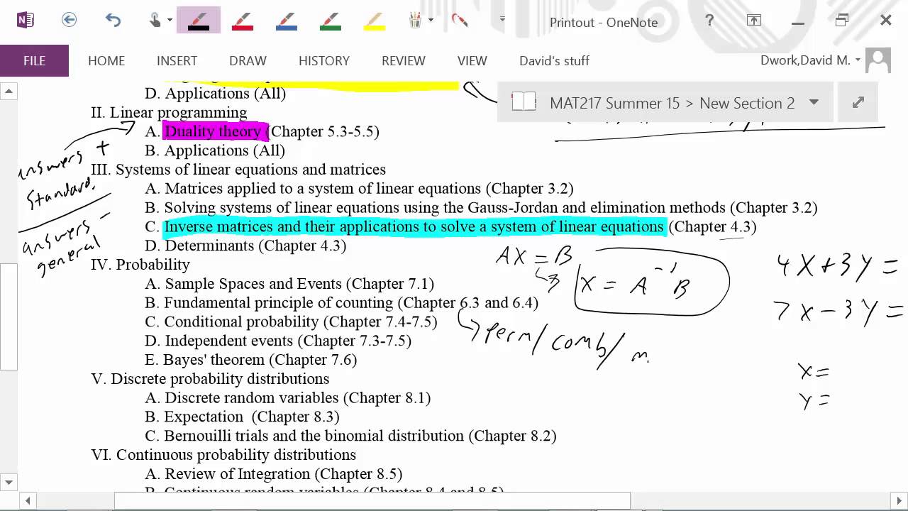 MAT217 Final Exam Review Video