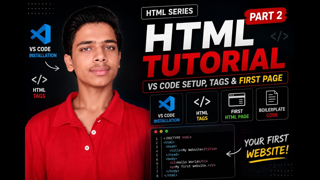 HTML Full Beginner Tutorial | VS Code + Tags + First Page