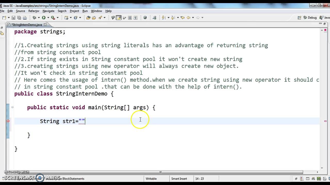 Explain how String intern() method works in java with example?