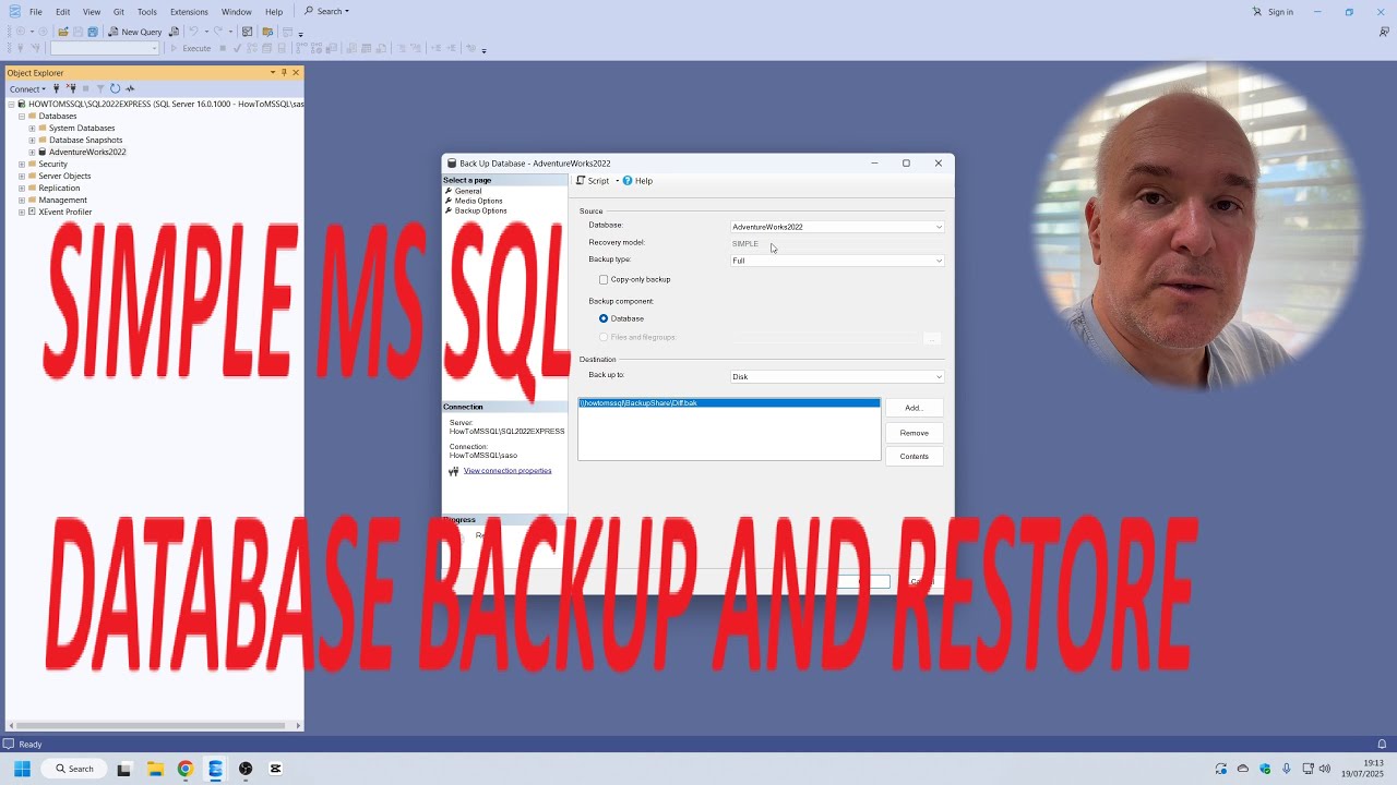 Simple MS SQL database backup and restore tutorial