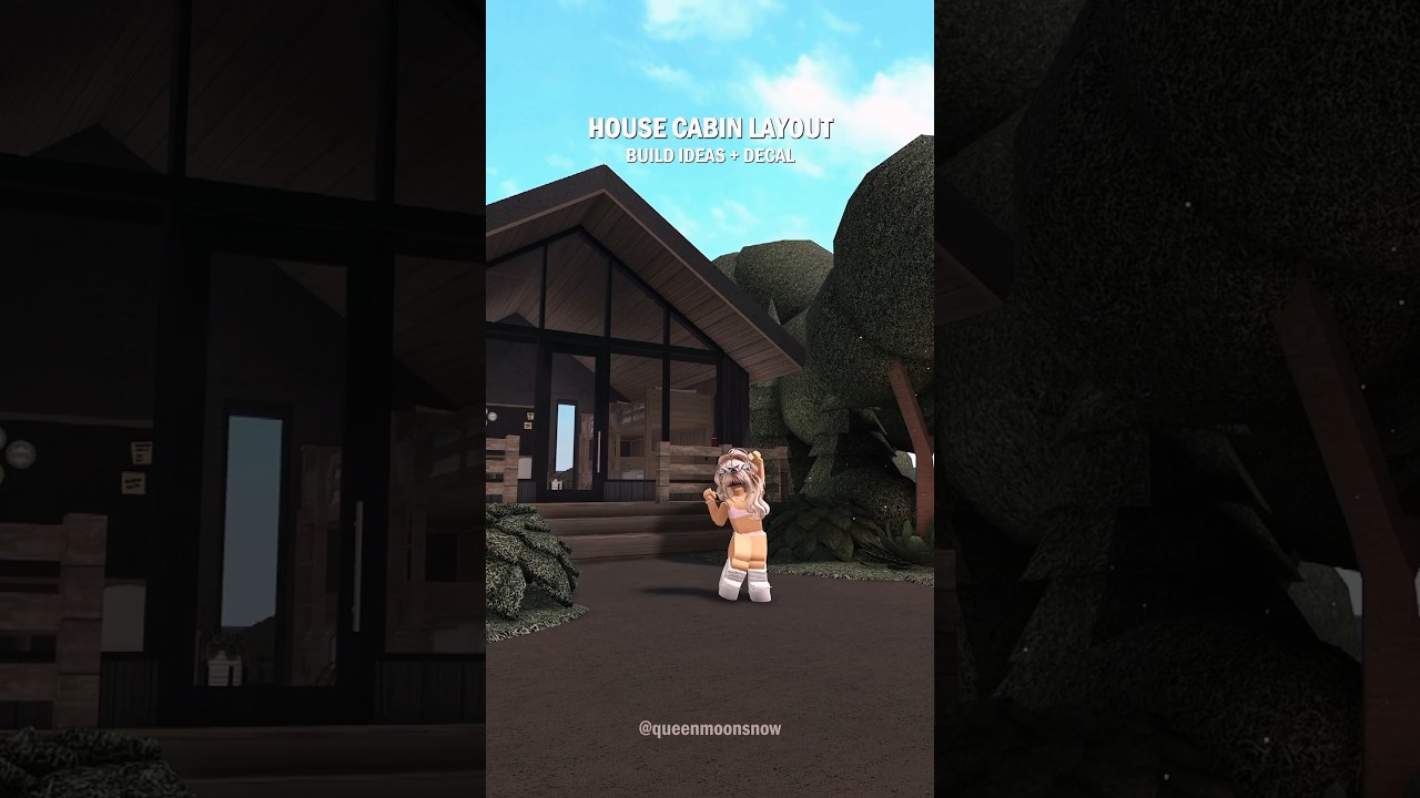 Bloxburg house / camp cabin layout, decal, build ideas and decor 🤍 #bloxburg #bloxburgupdate