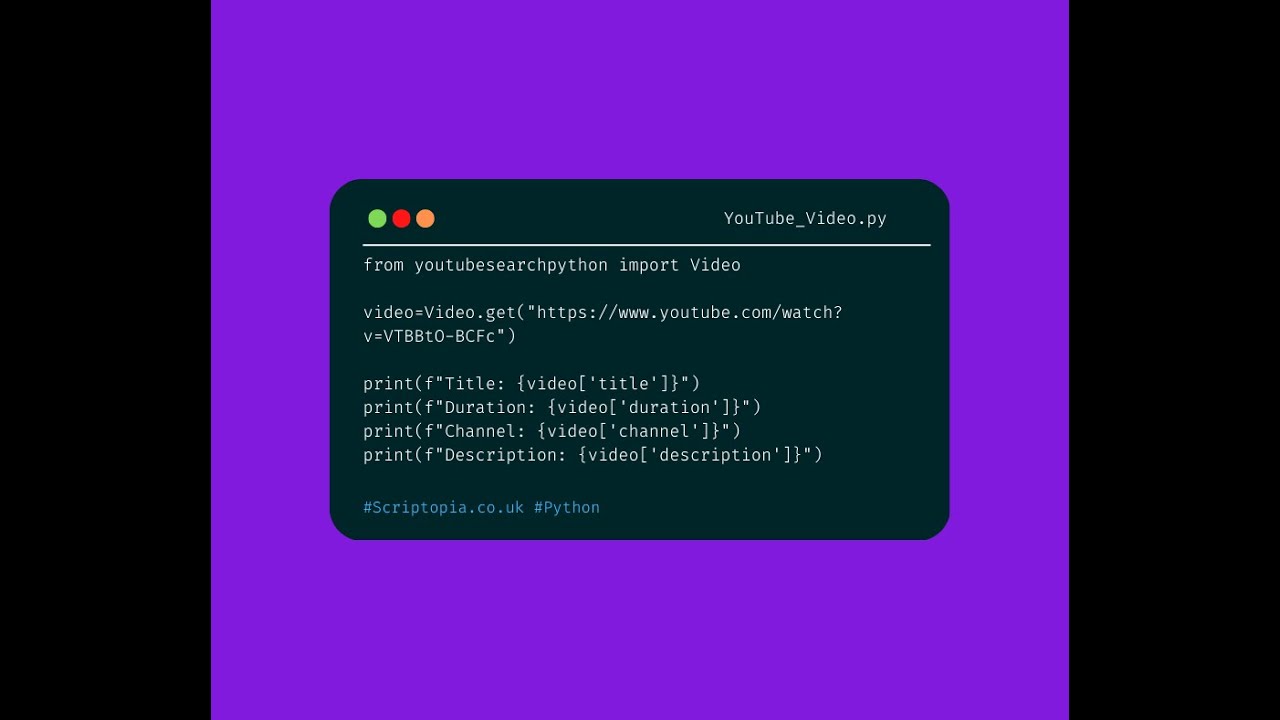 Python youtubesearchpython - Retrieve YouTube video information