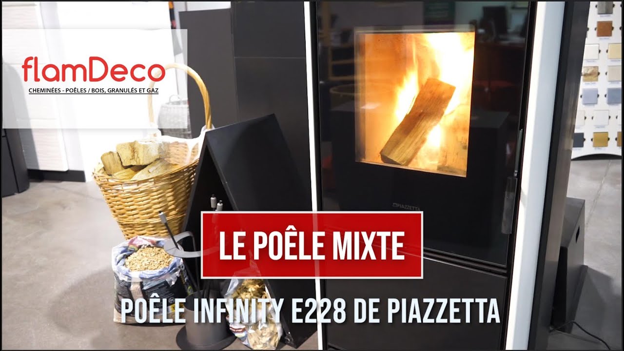 Poêle Mixte (bois et granulés) Infinity E228D de Piazzetta chez FlamDéco