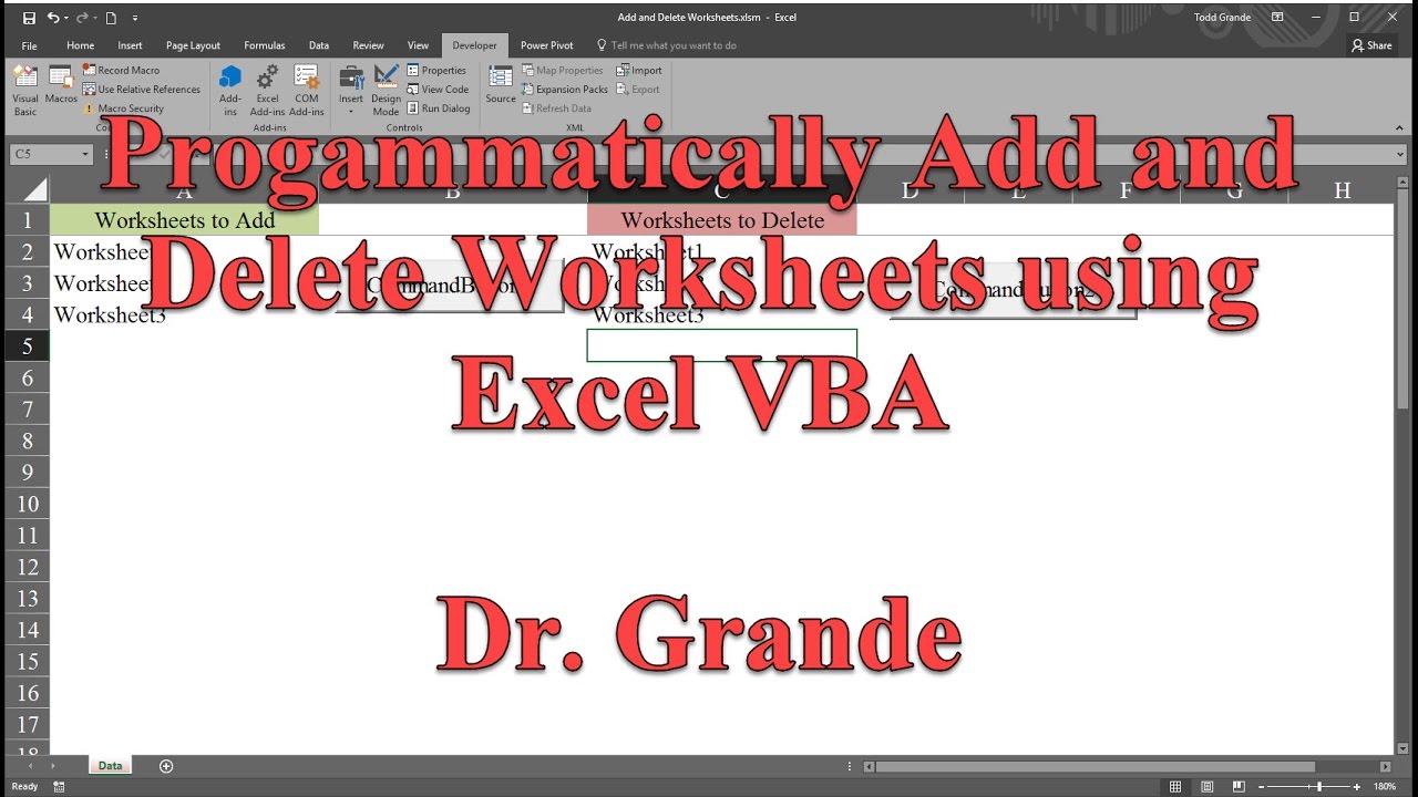Programmatically Add and Delete Worksheets using Excel VBA