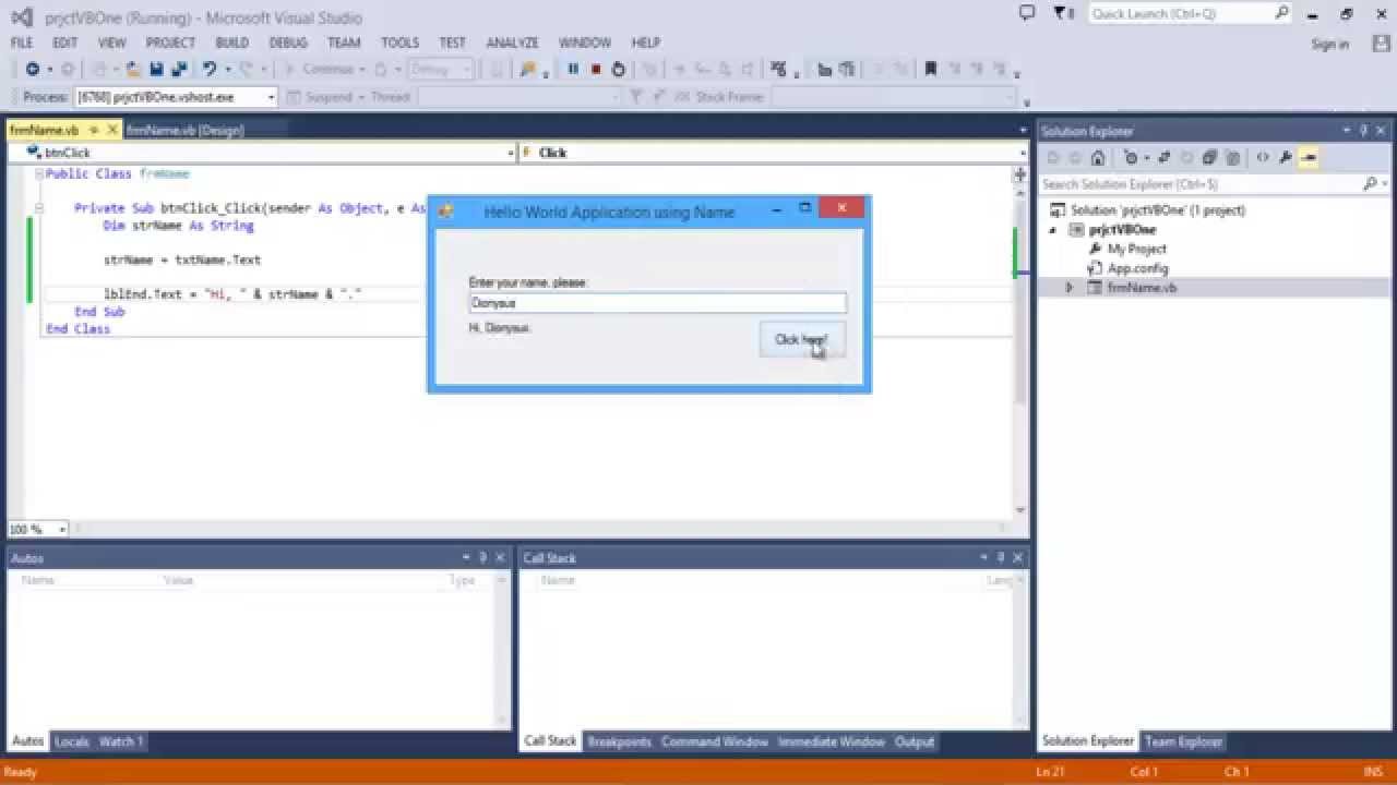 Visual Basic Beginner Tutorials: 01 - String Variable and Input Usage