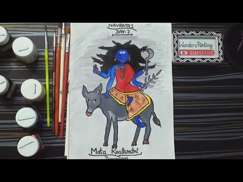 Navratri Day 7। Durga Maa Drawing। Mata Kaalaratri। 9 forms of Durga। Easy drawing durga mata।।