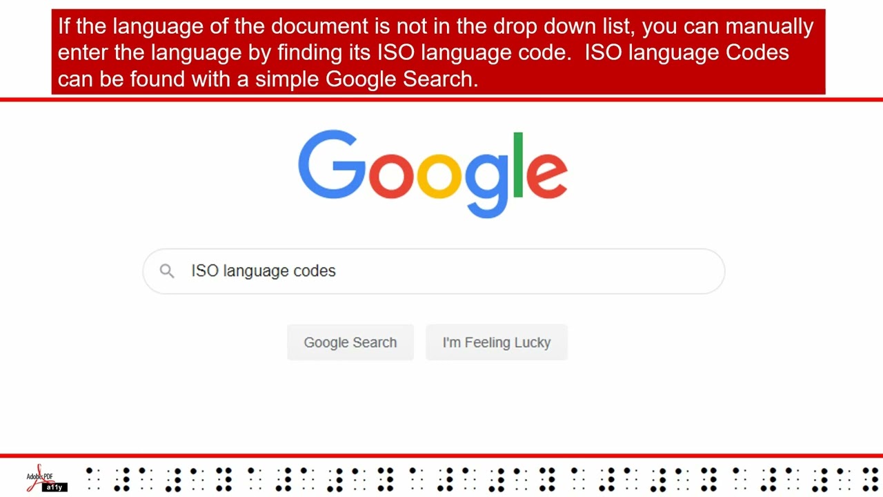 Creating Accessible PDF documents: Chapter Three:  Document Language