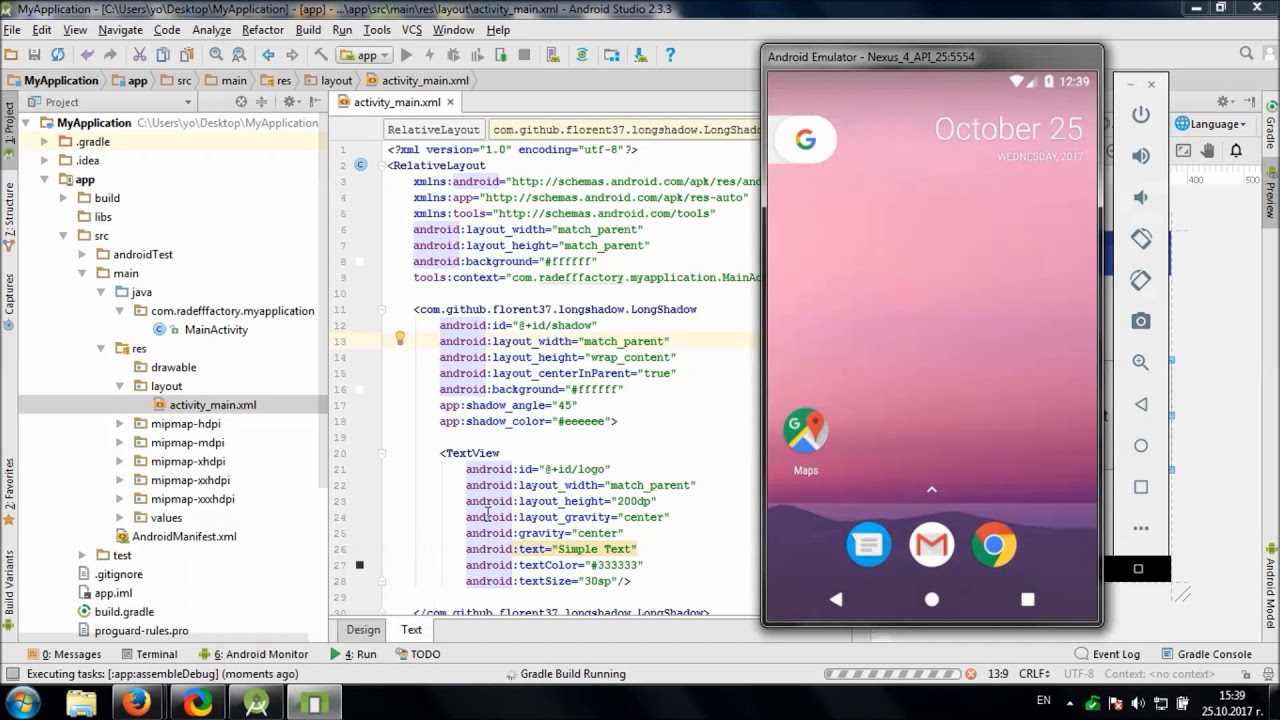 Using LongShadow library in Android Studio