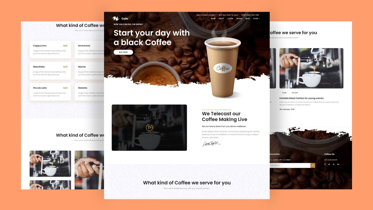 ☕ Coffee Shop Website Design using HTML, CSS & JS with Bootstrap | Free Source Code