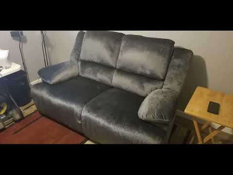 Signature Design by Ashley Clonmel Microfiber Extra Wide Power Reclining Adjustable Loveseat, Gray