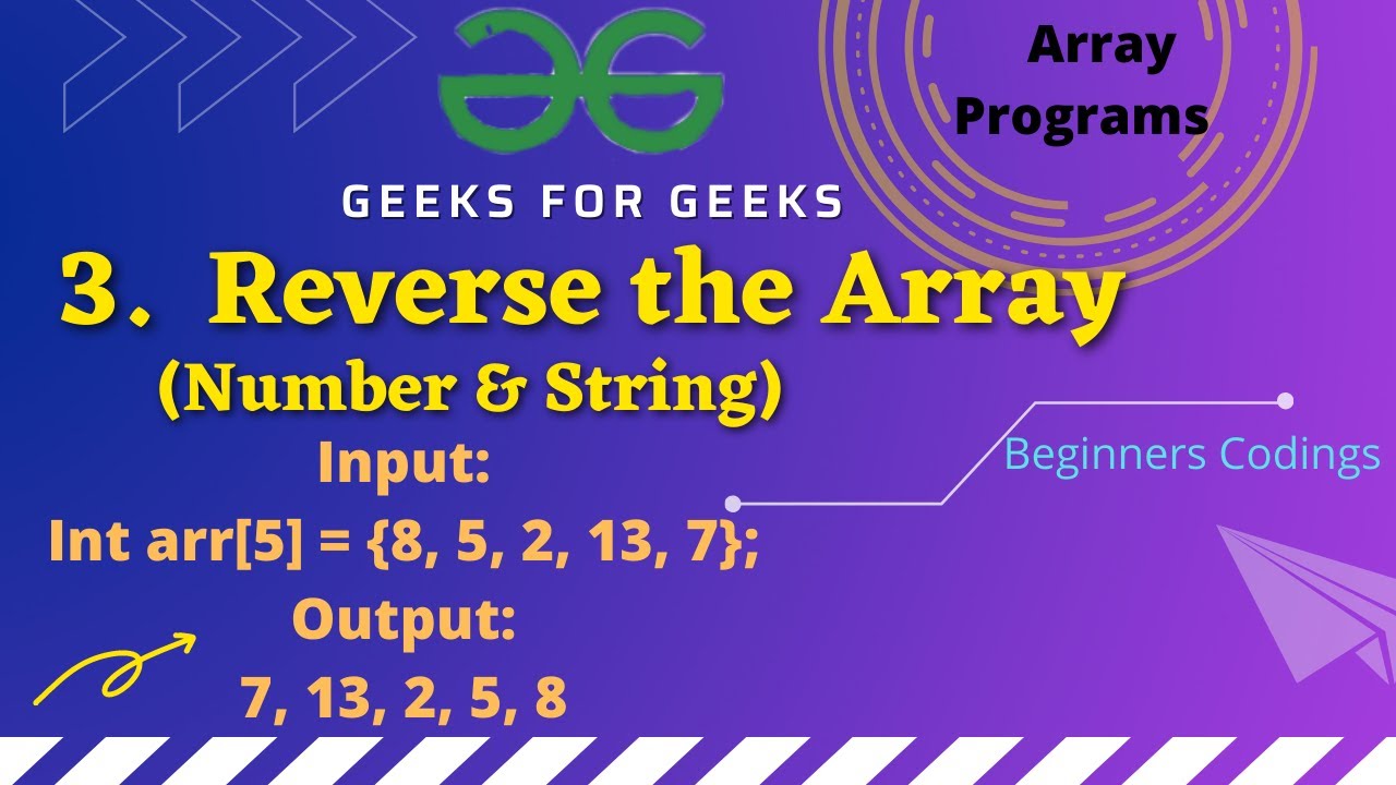 Reverse Array | Geeks for Geeks | Beginners Codings