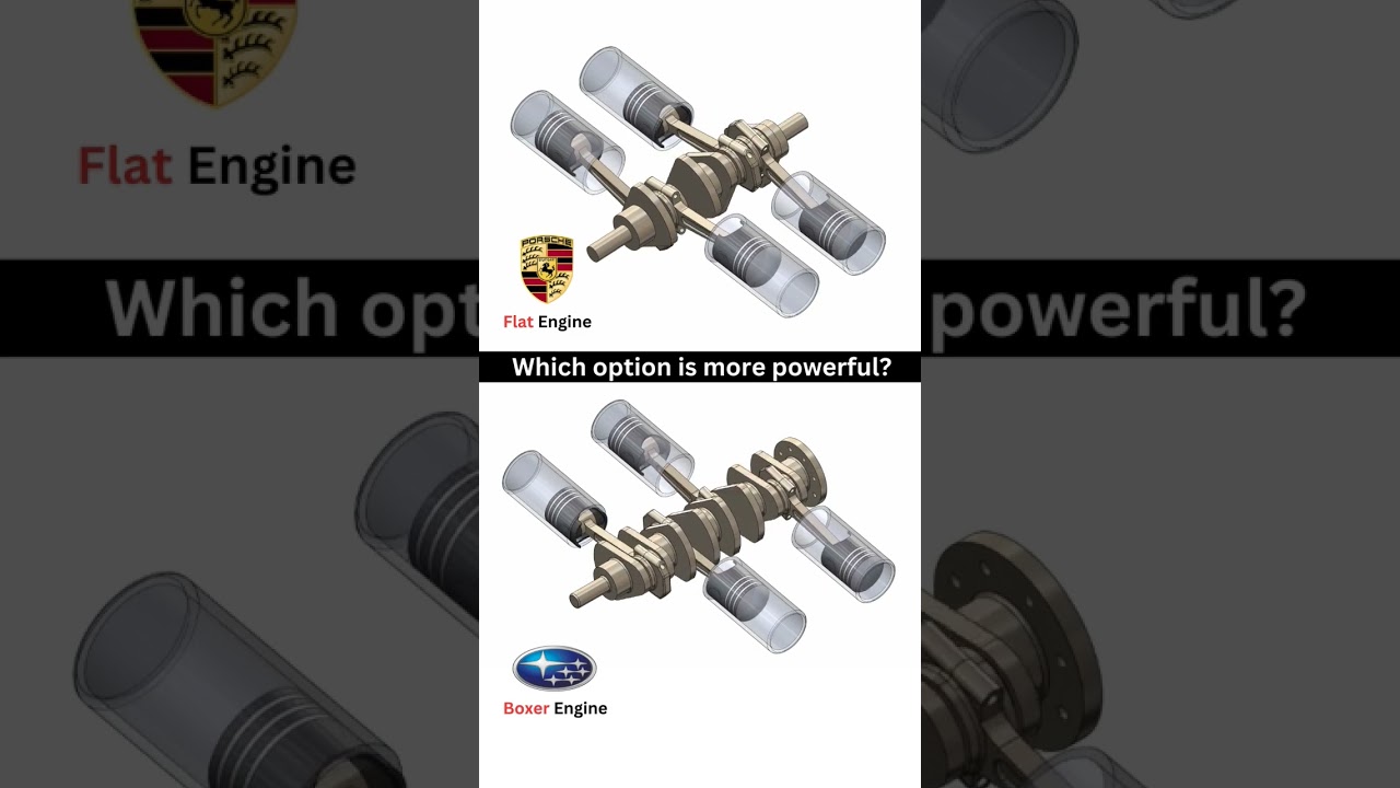 Flat vs Boxer Engine 🤔 #3danimation #engineer #automobile #cad #3ddesign #youtubeshorts #newdesign