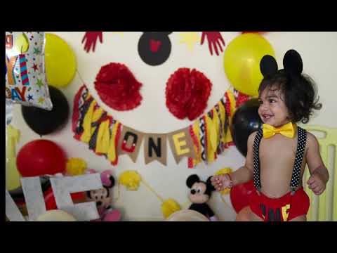 Baby Boy First Birthday Photoshoot Ideas | Monthly baby photoshoot ideas | Mickey mouse photoshoot |