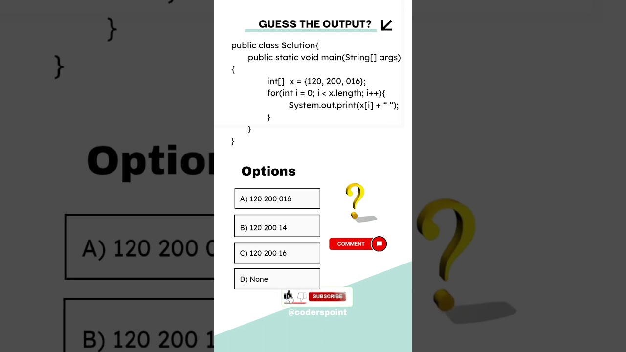 Day 45 java mcq question | java interview questions | java basic programming #javacoding #java #code