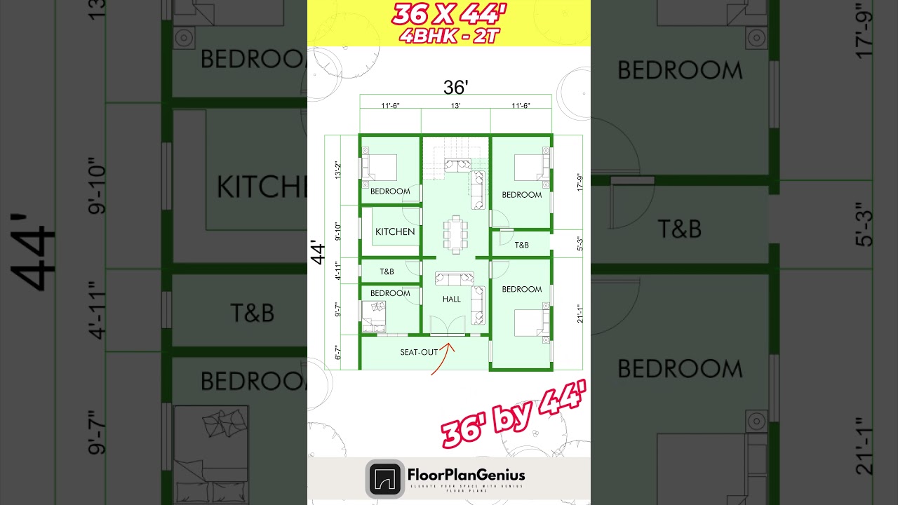 Four bedroom house plan instyle homes Low budget building design simple home design floor plan