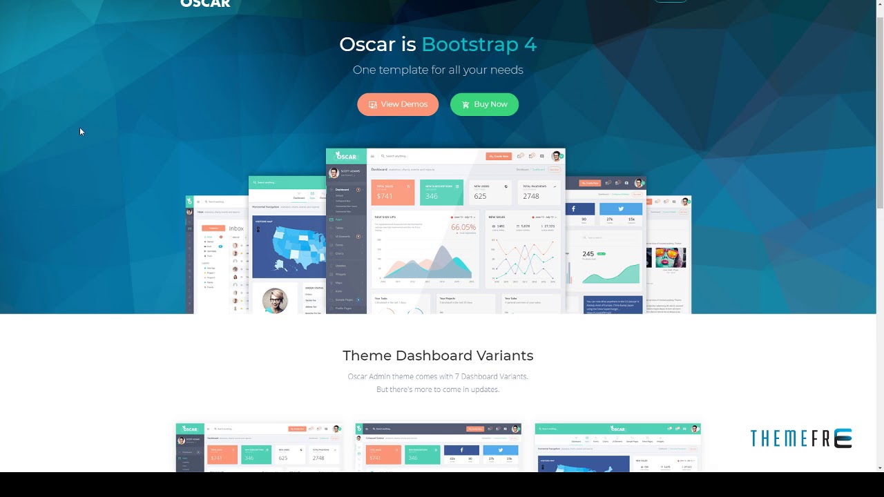 Oscar - Bootstrap 4 Admin Dashboard Template + UI Framework        Ca
