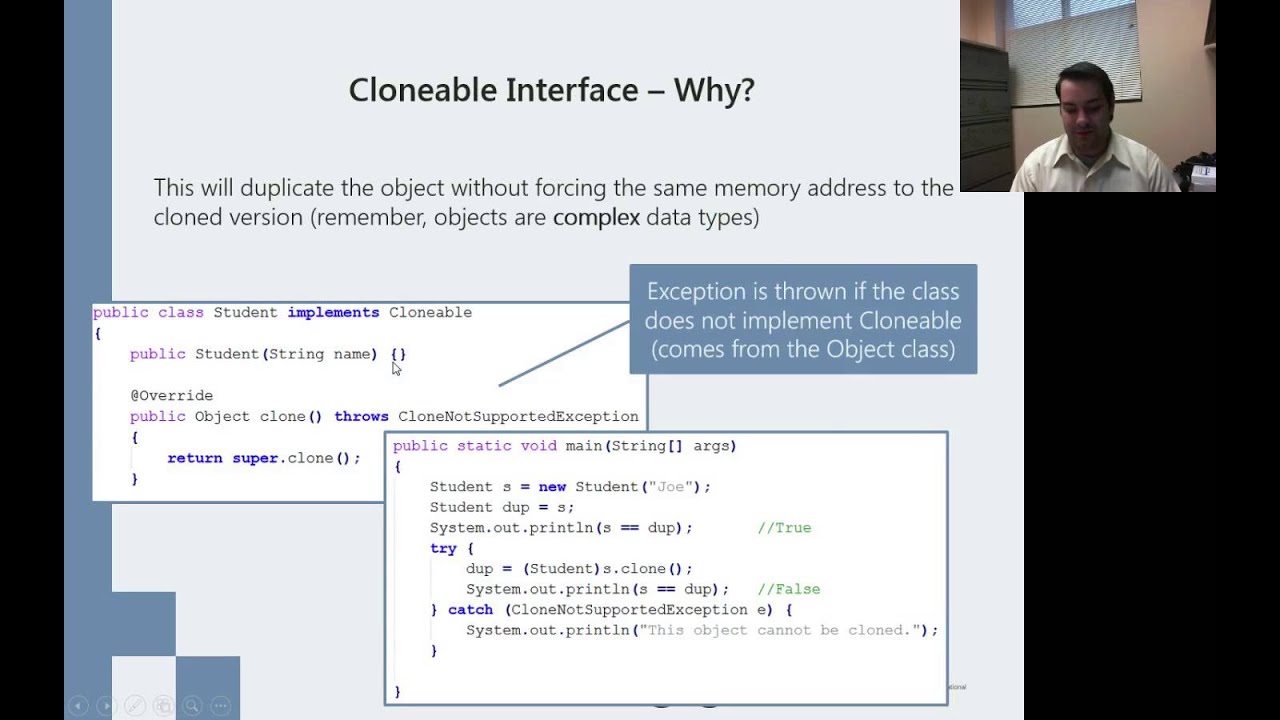 Implementing the Cloneable Interface