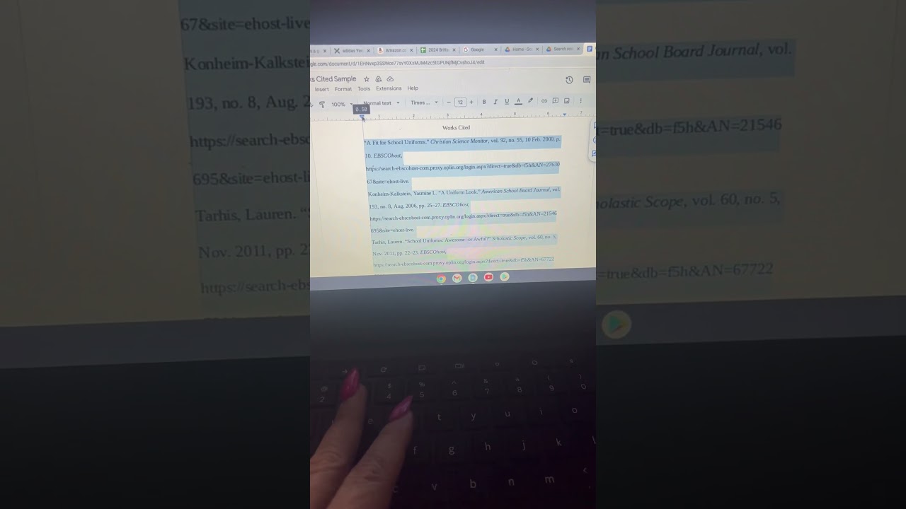 How to make a hanging indent for an MLA Works Cited page on Google Docs