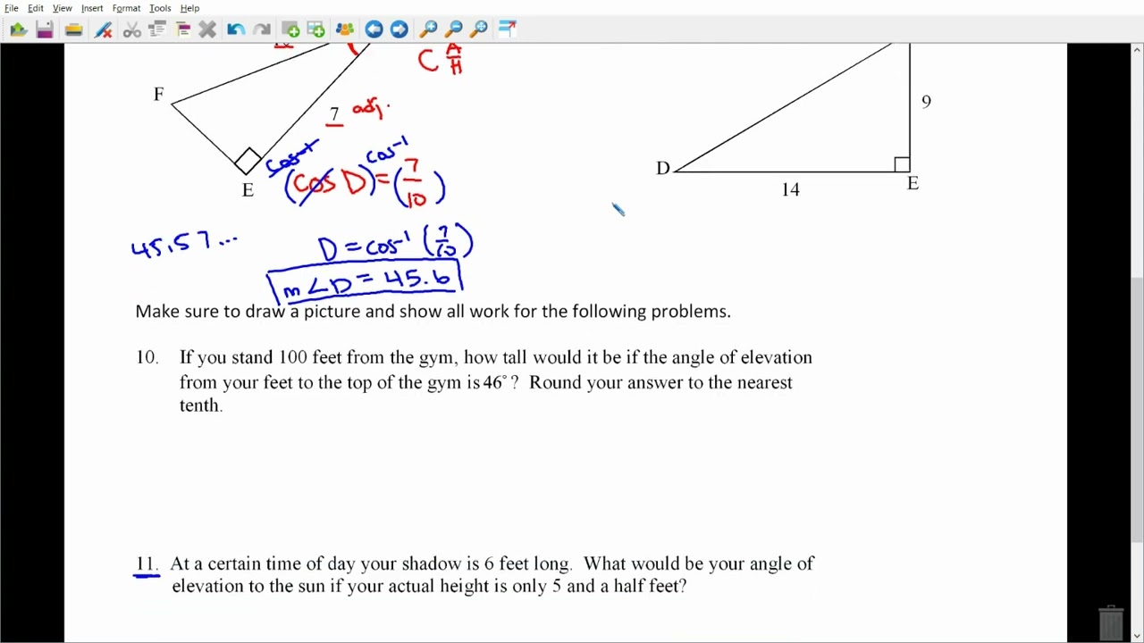 Chapter 9 - Right Triangles and Trig Review