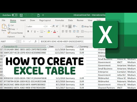 How To Create Excel Table